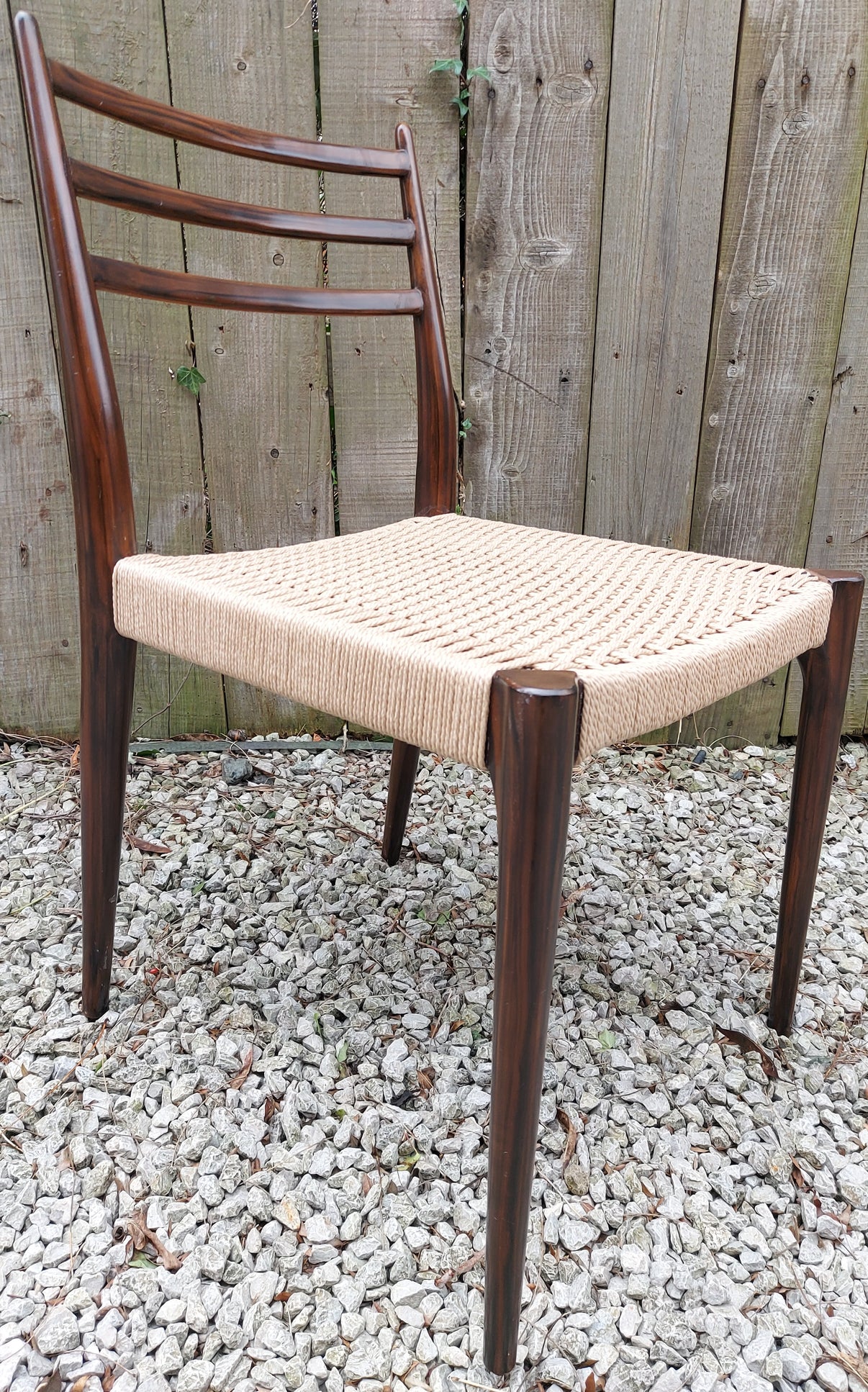 MCM Ladder Back Danish Papercord Statement/desk chair Walnut effect ...